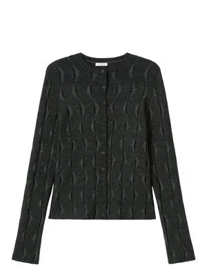 Lafayette 148 New York Iridescent Cashmere Button Cardigan - Black Multi