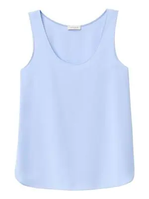 Lafayette 148 New York Sleeveless Crepe Tank Blouse - Skyline Blue