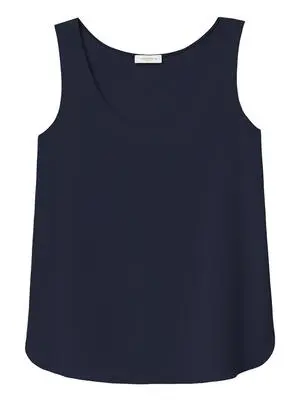 Lafayette 148 New York Sleeveless Silk Tank Blouse - Blue Ink