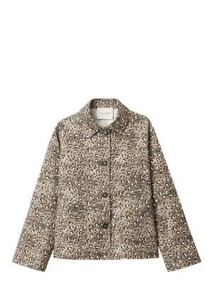 Lafayette 148 New York Leopard Print Cotton Twill Jacket - Brownstone Multi