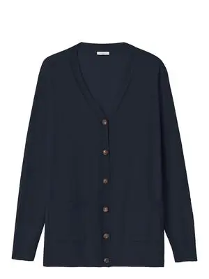 Lafayette 148 New York Washable Merino Wool Button Cardigan - Blue Ink