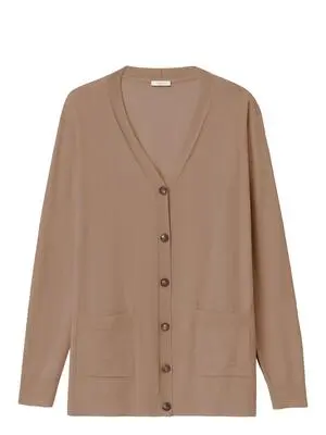 Lafayette 148 New York Washable Merino Wool Button Cardigan - Brownstone