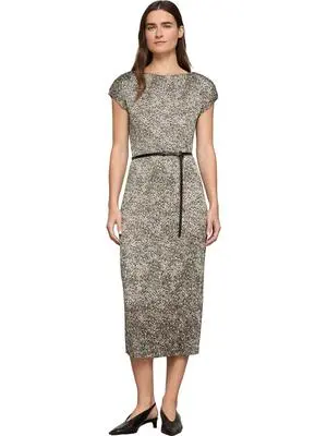Lafayette 148 New York Leopard Print Midi Dress - Brownstone Multi