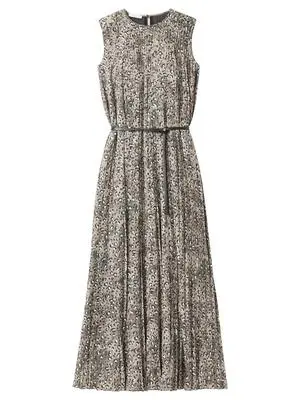 Lafayette 148 New York Leopard Print Satin Maxi Dress - Brownstone Multi