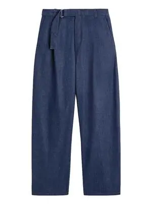 Cos Belted Denim Barrel-leg Pants - Blue