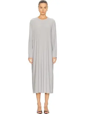 Norma Kamali Oversized Long Sleeve Midcalf Shirt Dress - Grey