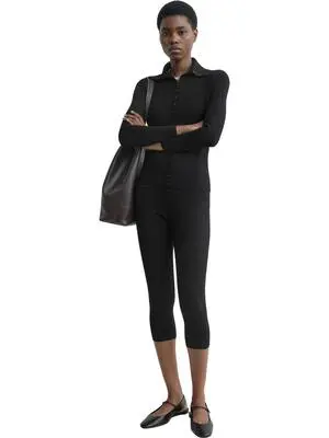 TOTEME Capri Knit Leggings - Black
