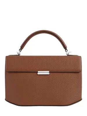 TOTEME Clip Grained-leather Top Handle Bag - Sienna