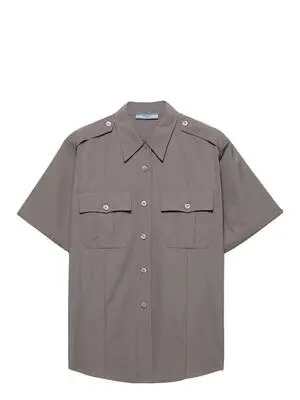 Prada Short-sleeved Poplin Shirt - Iron Gray