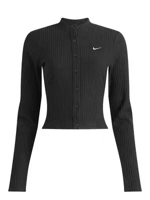 Nike Nsw Chill Knit Ribbed Cardigan - Black/sail