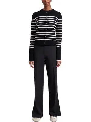 LA LIGNE Striped Lean Lines Cashmere Cardigan Black/cream