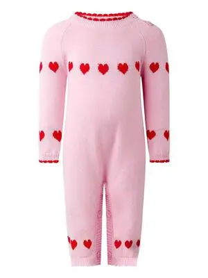 RACHEL RILEY Heart Intarsia Knit Romper - Pink