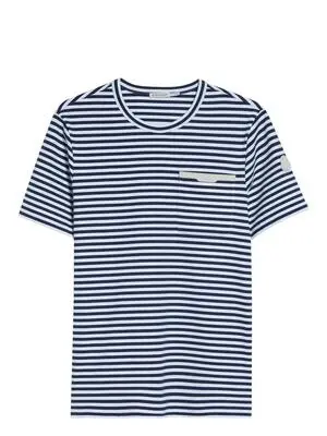 Moncler Stripe Stretch Cotton T-shirt - Blue