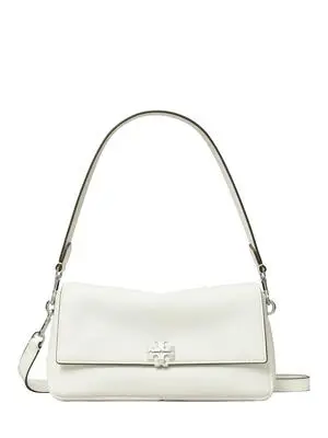 Tory Burch Small Charlie Leather Shoulder Bag Bianco