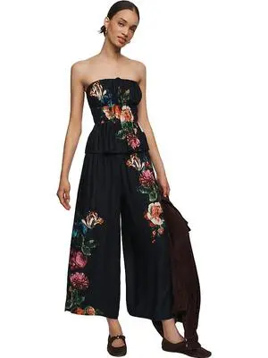 THE SOMERSET COLLECTION BY ANTHROPOLOGIE The Somerset Collection By Anthropologie Silken Floral Pants Black Pattern