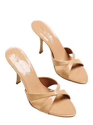 Jeffrey Campbell Symone Cross-strap Heels - Beige Patent
