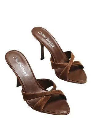 Jeffrey Campbell Symone Cross-strap Heels - Espresso Suede