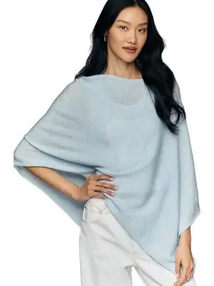 Anthropologie By Anthropologie Knit Asymmetric Poncho Light Blue