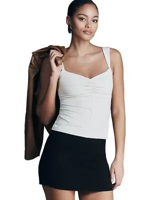 Susana Monaco Ruched Thick-strap Tank Top - Ivory