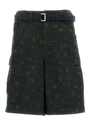 Sacai Floral Print Cargo Shorts - Green