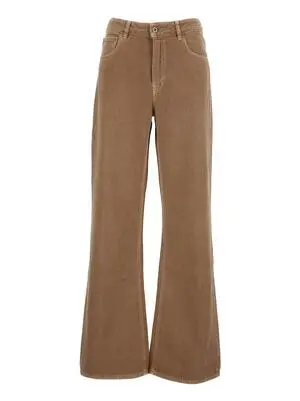 Ag Mid-rise Flared Jeans - Beige