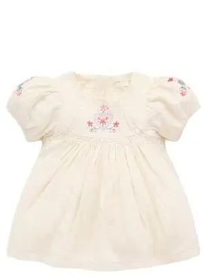 PUREBABY Embroidered Muslin Dress - Cloud