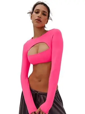 Free People Epic Revenge Long Sleeve Shrug - Hot Pink