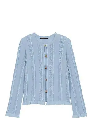 Maje Two-in-one Openwork Knit Cardigan Set - Blue Sky