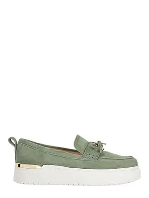 DUNE Glide Sport Suede Platform Loafers - Green Suede