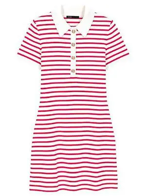 Maje Striped Cotton-blend Mini Dress - Red