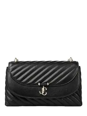JIMMY CHOO Curve Medium Leather Cross-body Bag - Black/shiny Gold