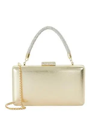 DUNE Metallic Leather Bag With Crystal Handle - Gold Leather