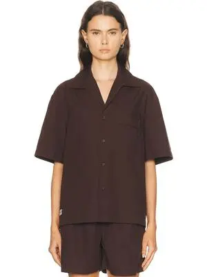 ENTIRE STUDIOS Short Sleeve Pajama Shirt - Brunette