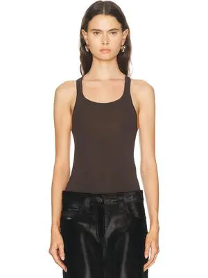 Brandon Maxwell Raven Knit Tank Top - Truffle
