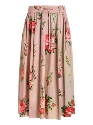 Dolce & Gabbana Floral Print Drawstring Skirt - Pink