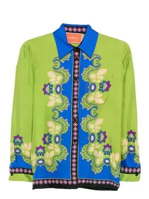 La DoubleJ Floral Buttoned Shirt - Green