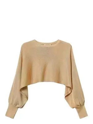 TWINSET Lurex Cropped Top - Neutrals
