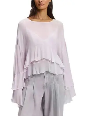 BOSS Ruffled Batwing-sleeve Blouse - Pink