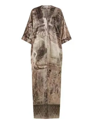 PIERRE-LOUIS MASCIA Abstract-print Kaftan - Neutrals