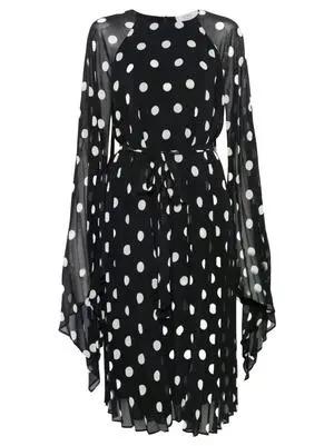 Marina Rinaldi Mrealbore Polka-Dot Pleated Midi Dress Black