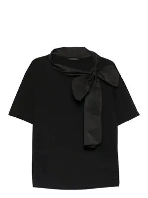 Marina Rinaldi Bow-detail T-shirt - Black