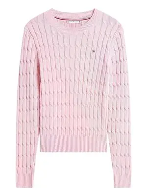 Tommy Hilfiger Cable-knit Round-neck Sweater - Pink