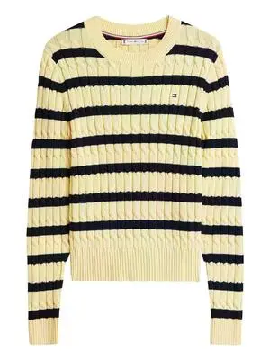 Tommy Hilfiger Striped Cable-knit Sweater - Yellow