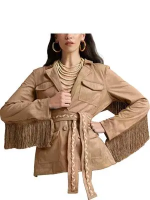 PHO FIRENZE Fringed Belted Jacket
