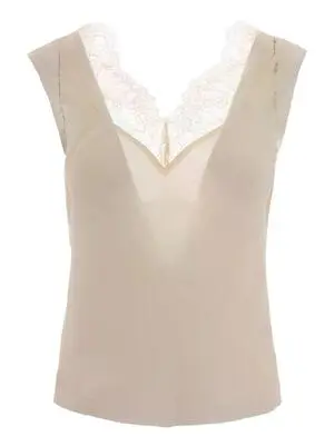 Patrizia Pepe Lace-trim Top - Neutrals