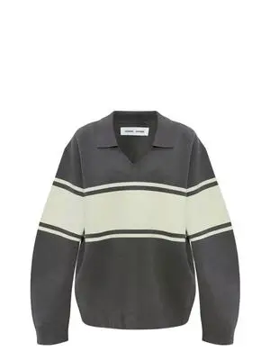 SAMSOE SAMSOE Saanne Striped Collared Sweatshirt - Grey