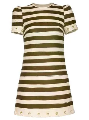 Zimmermann Striped Eyelet-detail Mini Dress - Green