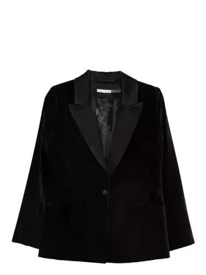 Alice + Olivia Silas Velvet Shawl-collar Blazer - Black