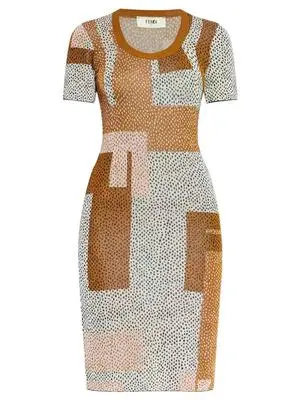 Fendi Viscose Jacquard Dress - Neutrals