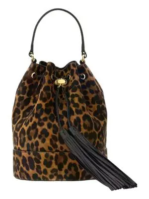 GIANVITO ROSSI Leopard Print Sienna Bucket Bag - Brown